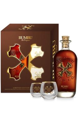 ᐈ Bumbu Rum 15y 0,7l 40% + 2x sklo GB v akci